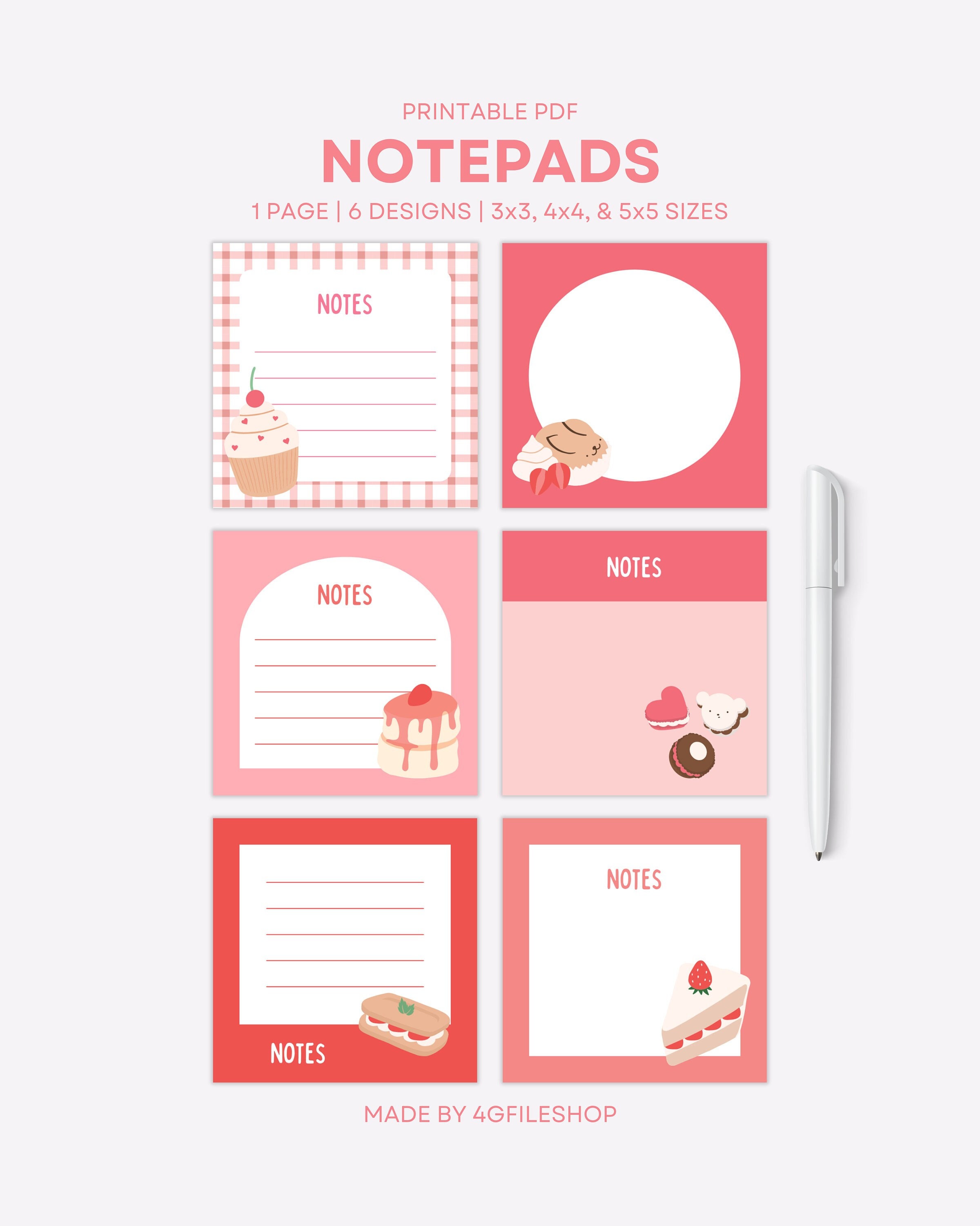 Strawberry Sweets Notepad Set Cute Strawberry Memo Pad for Notes ...