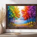 Multi Colored Trees Oil Painting Print, Autumn Home Decor Art, Instant ...