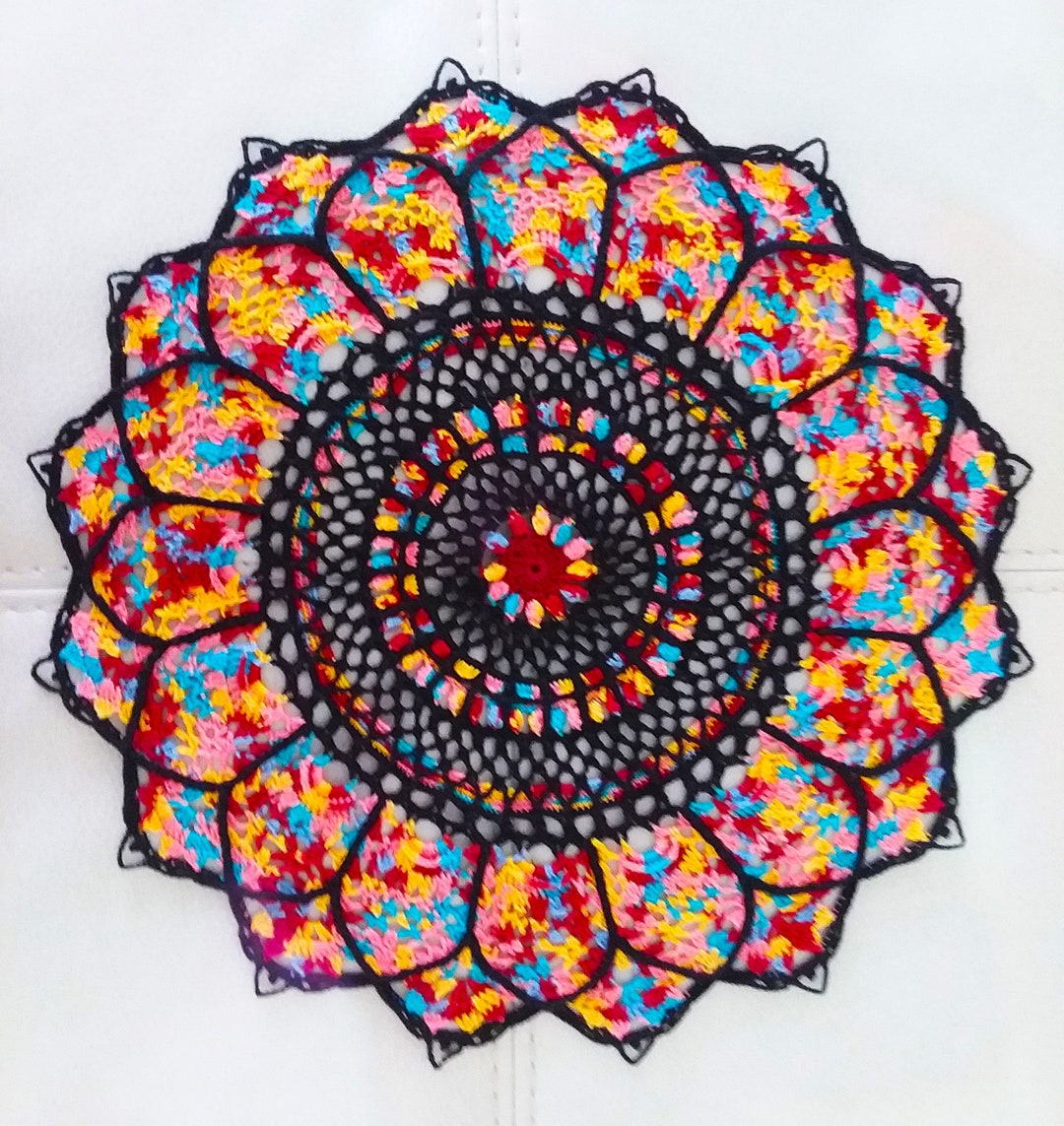 Crochet Doily. Textured Doily, Centerpiece Cathedral Window ...