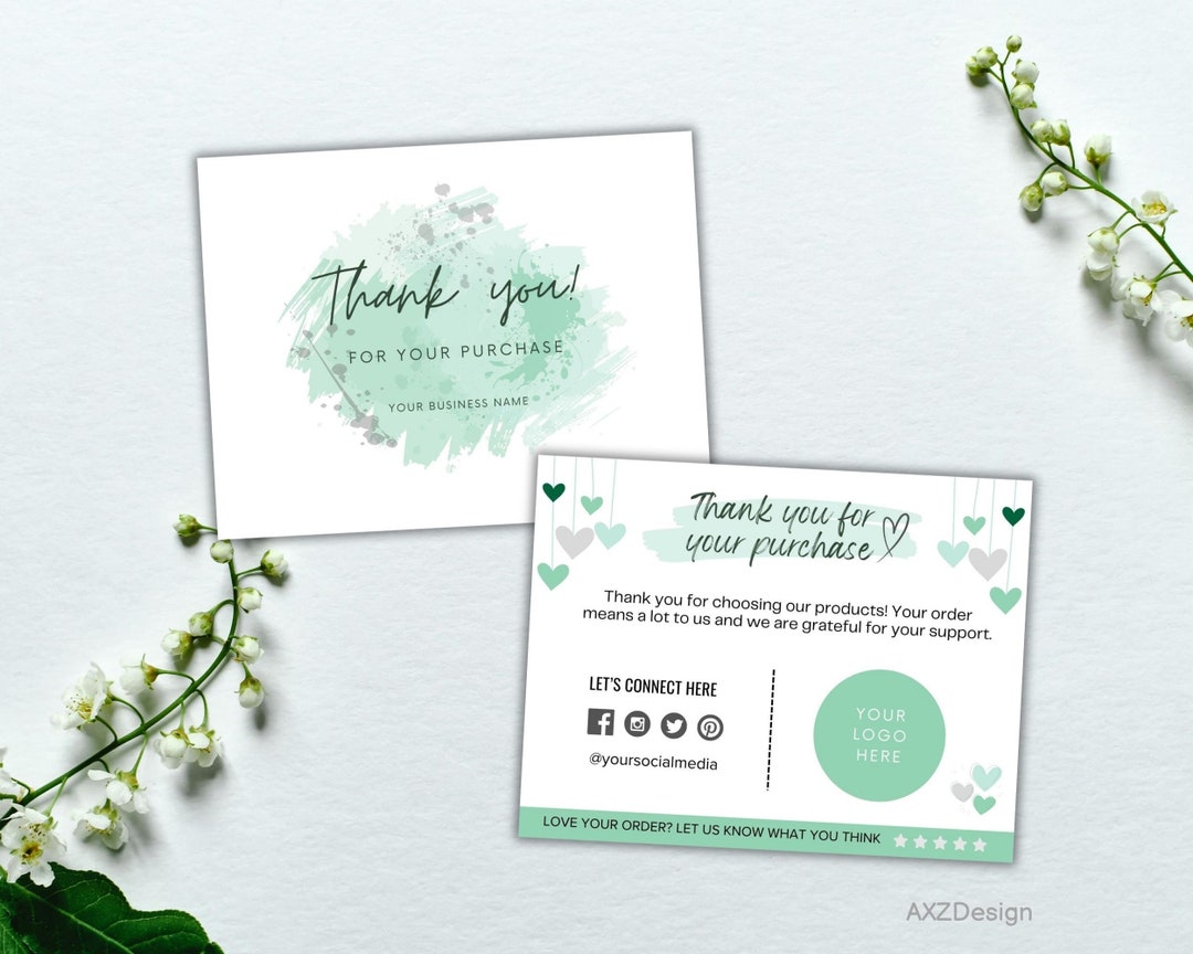 Thank You Card, Editable Thank You for Order Packaging Card, Package ...