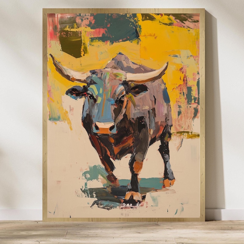 Bull Painting - Etsy