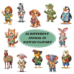 Cute Hawaii Animals Clipart, Watercolor Beach Party, Summer Animal ...