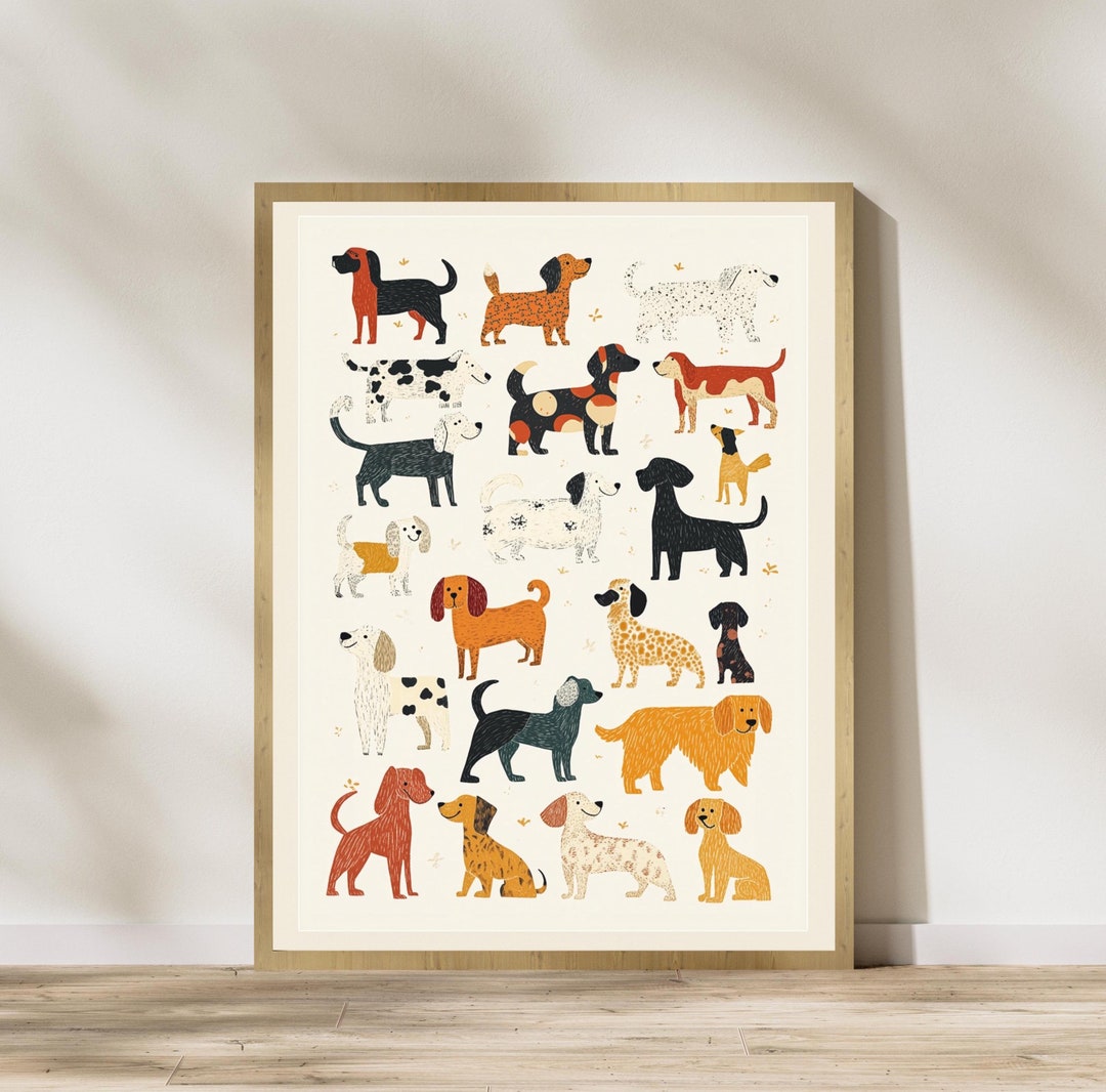 Dog Illustration Print, Drawn Pet Portrait, Digital Printable Dog ...