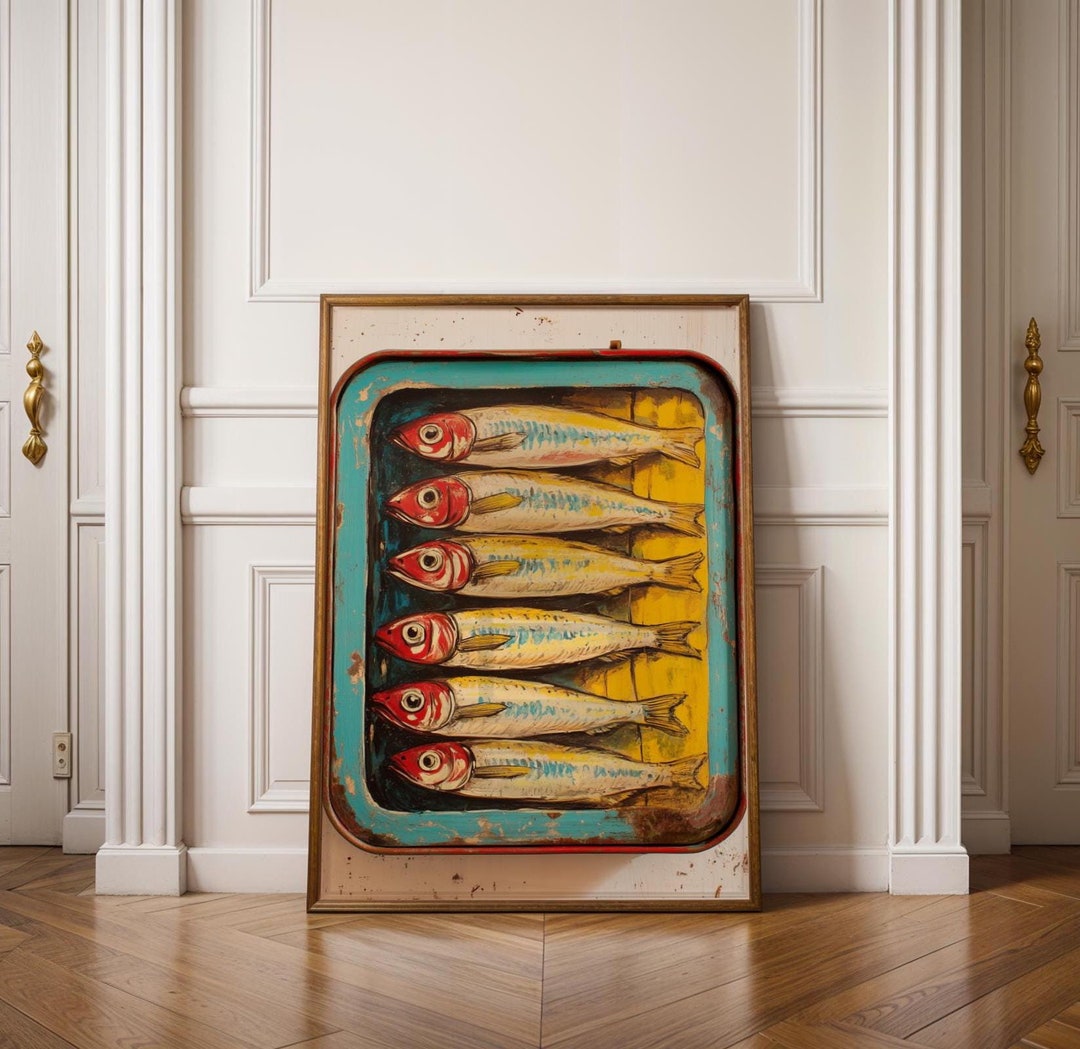 Vintage Sardine Tin Wall Art, Kitchen Poster, Sardine Tin Art, Digital ...