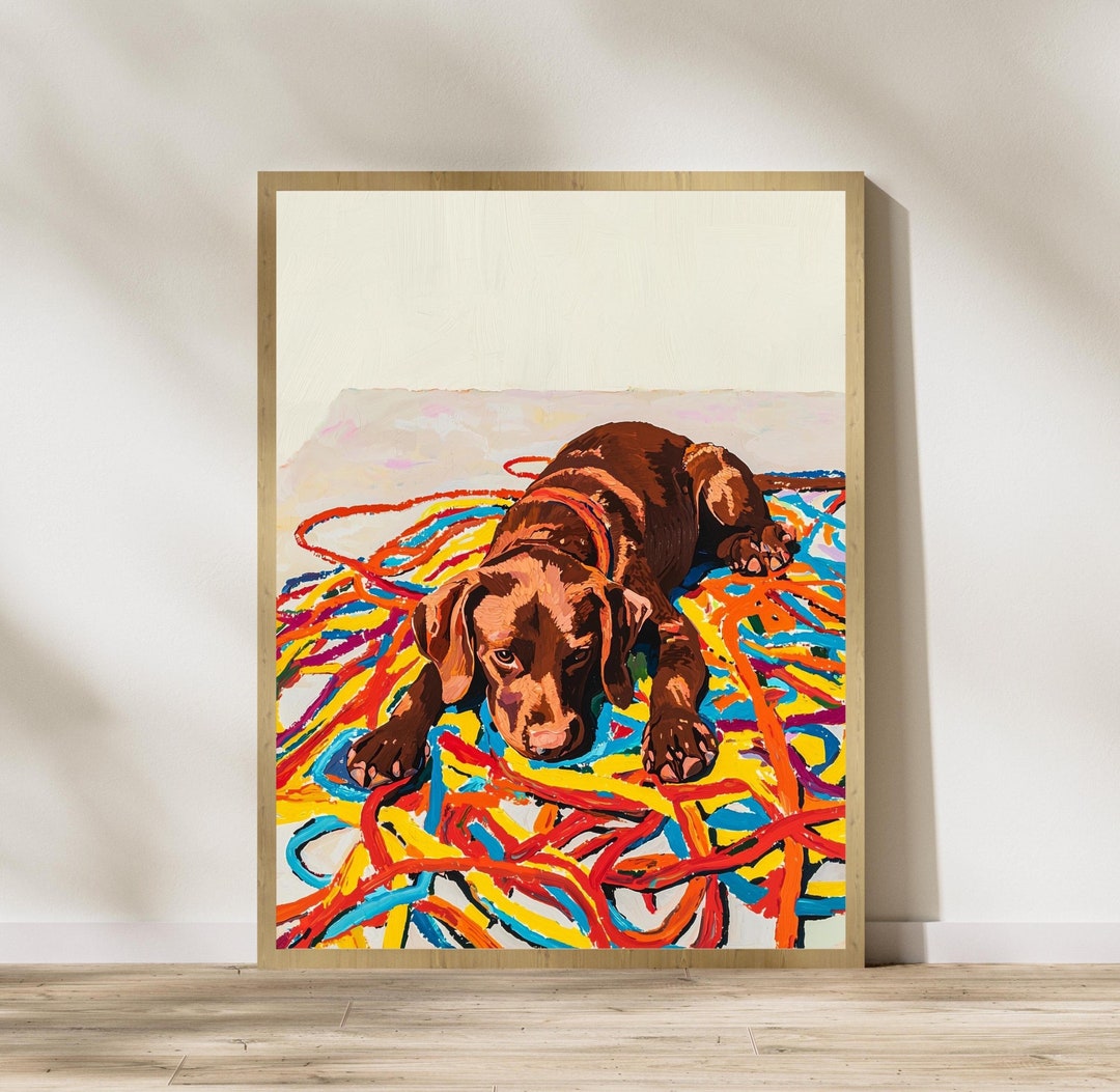 Brown Labrador Print, Dog Nursery Wall Art, Colorful Labrador Poster ...