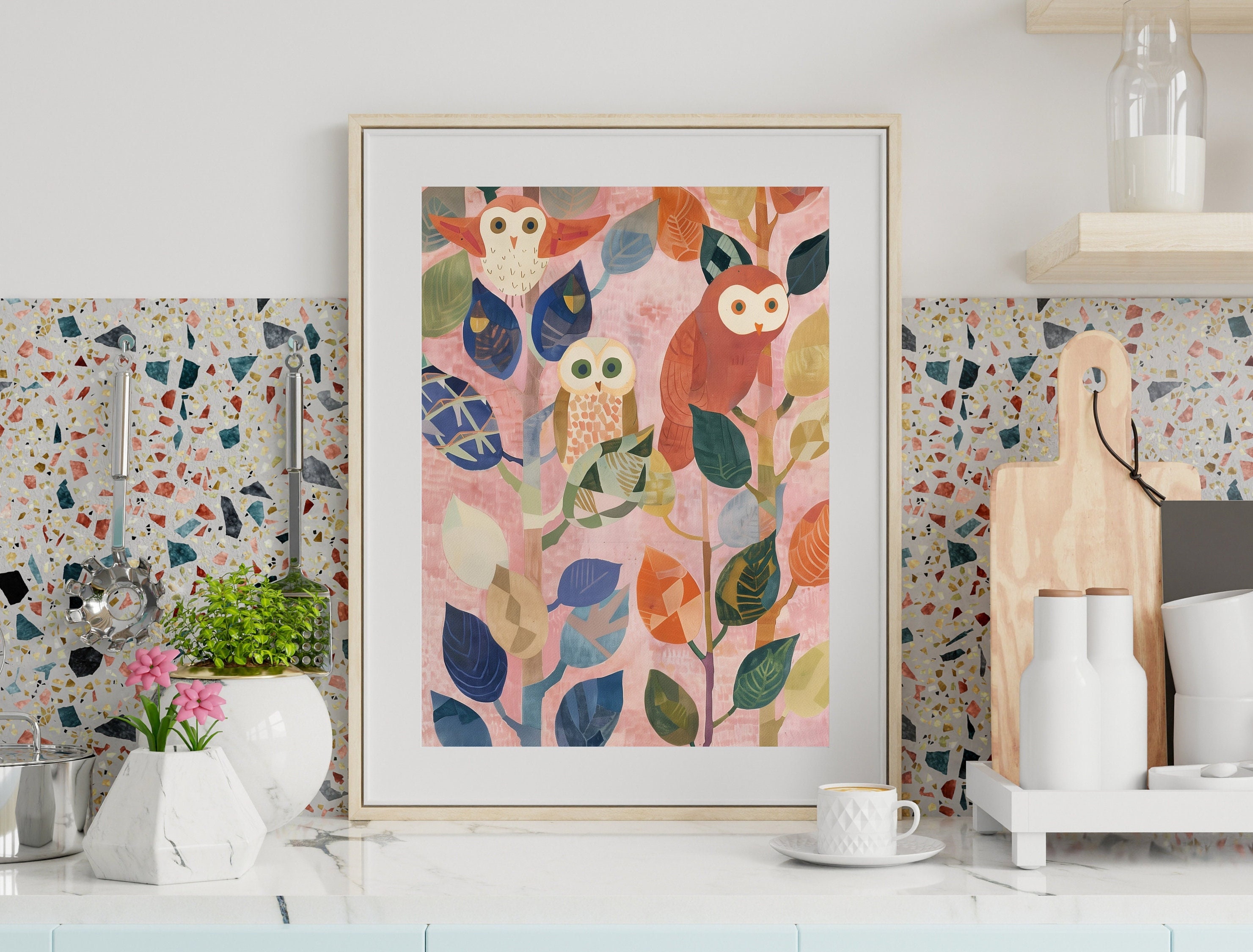 Colorful Owls Printable Digital Art, Oil Painting, Wildlife Art, Owl ...