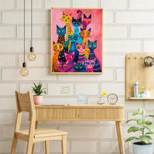 Cat Poster, Preppy Room Decor, Maximalist Wall Art, Pink Kitsch ...