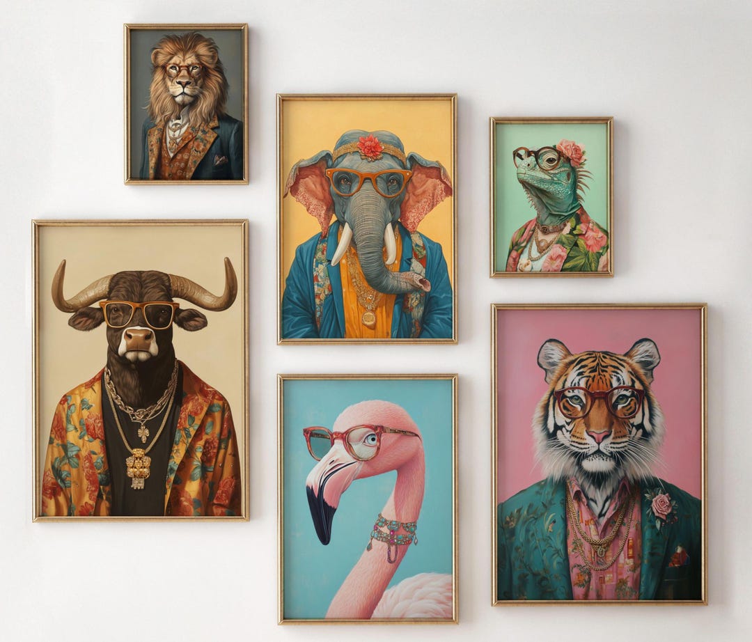 Funky Fashion Animal Print Set, Dopamine Aesthetic, Maximalist Decor ...