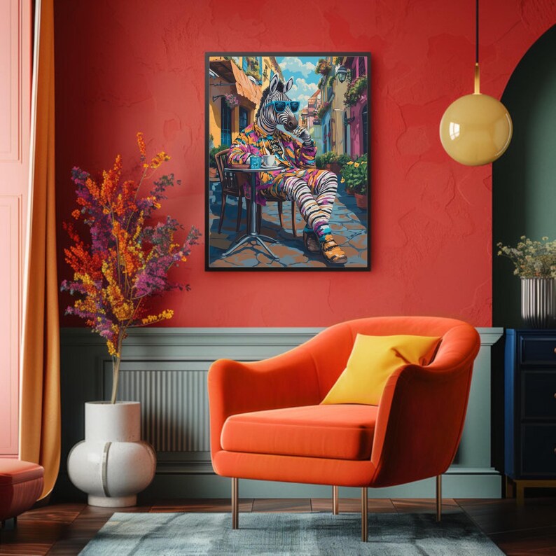Maximalist Zebra Poster, Aesthetic Zebra Maximalist Decor, Preppy Dorm ...