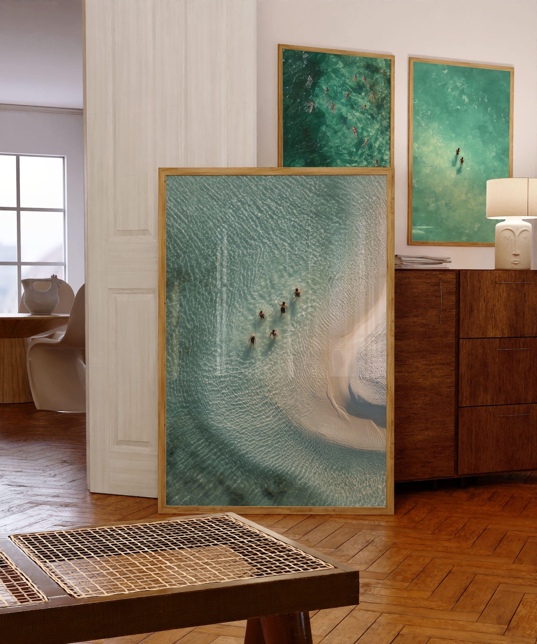 Aerial Ocean Print, Tropical Wall Art, Minimal Coastal Print | Swimmers ...