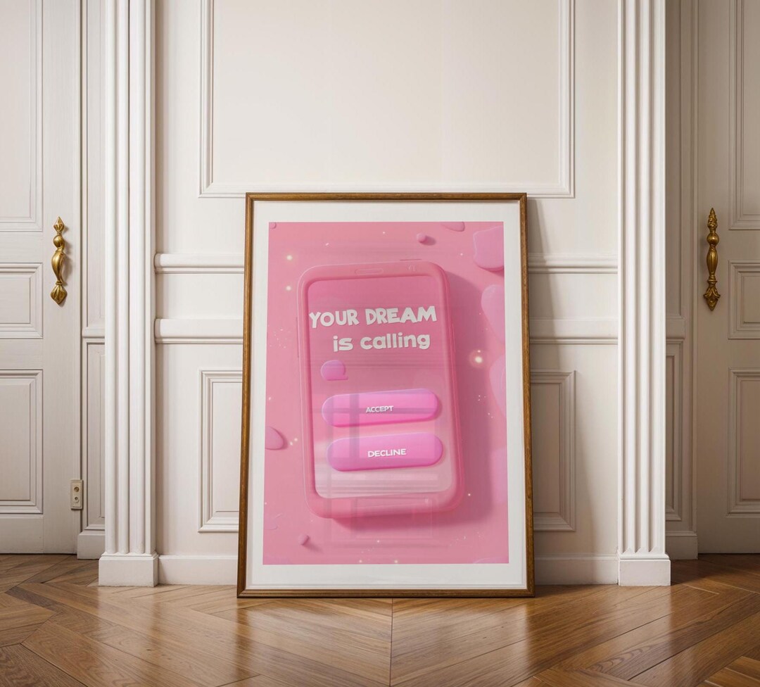 Pastel Pink Dream Poster, Pink Digital Wall Art for Valentine's Gifts ...
