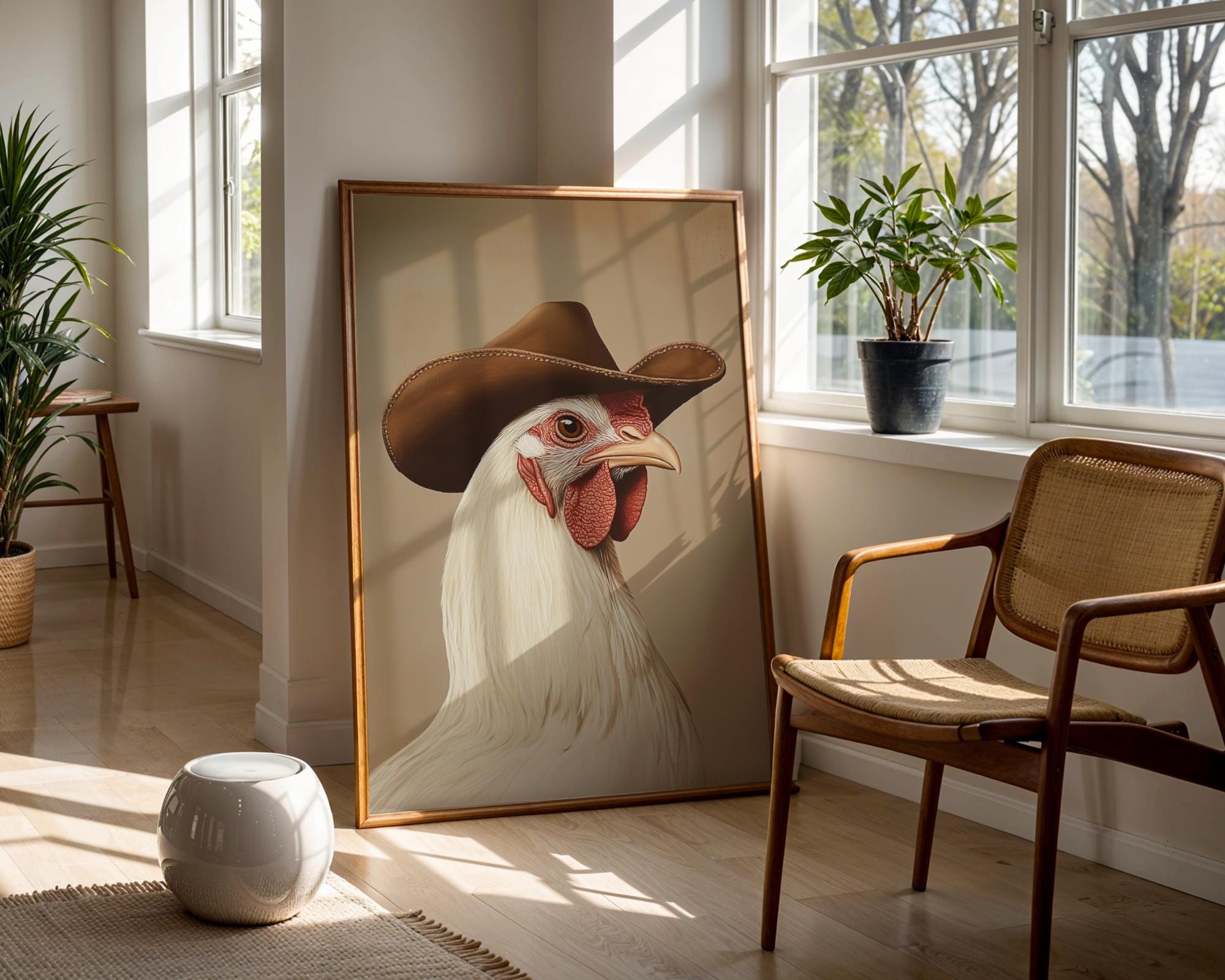 Funny Chicken With Cowboy Hat, Rustic Rooster Print, Digital Download ...