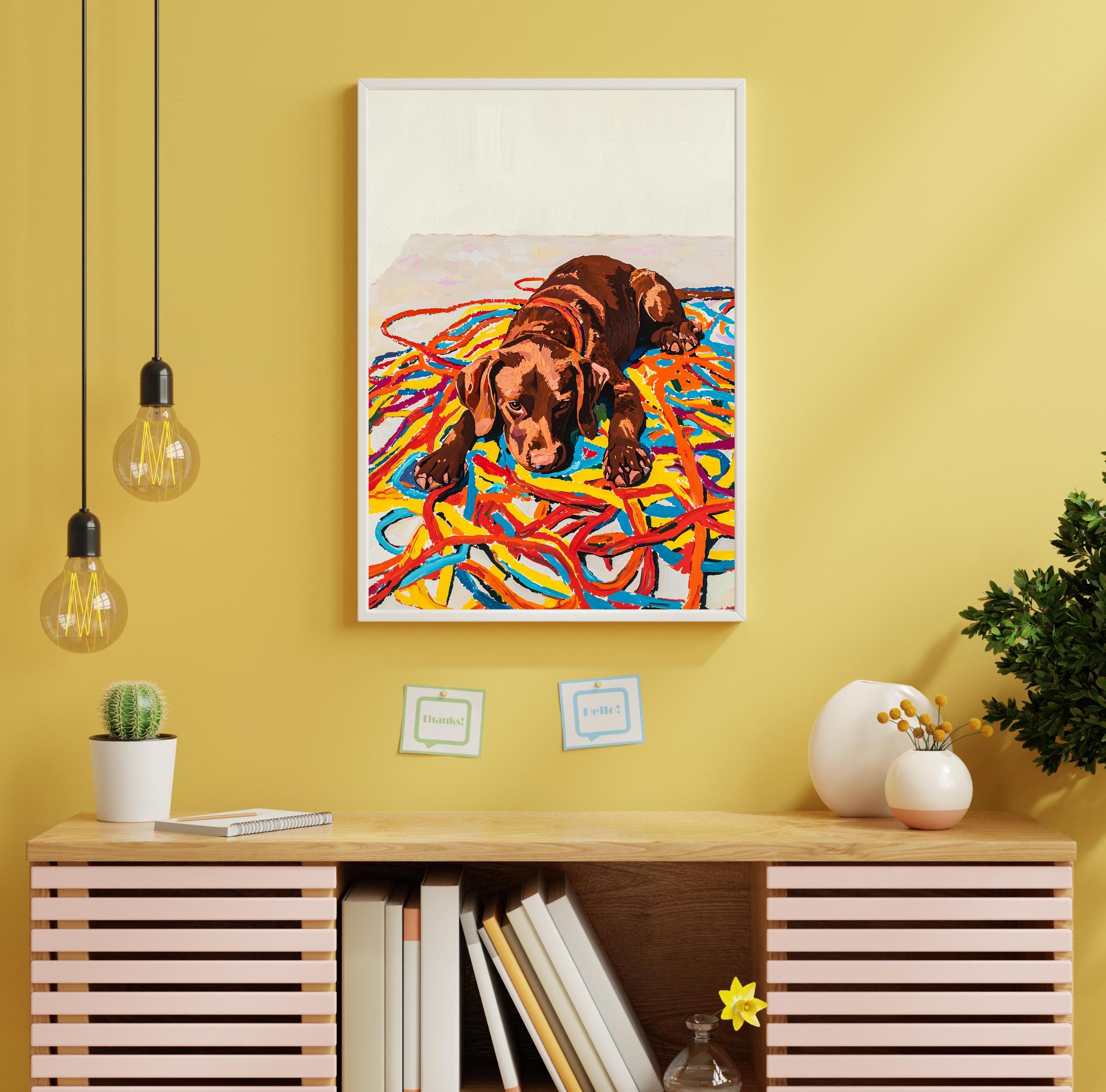 Brown Labrador Print, Dog Nursery Wall Art, Colorful Labrador Poster ...