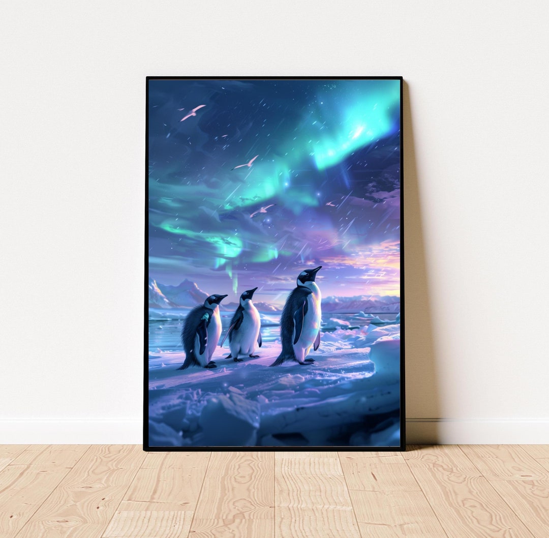 Aurora Penguins Poster, Kids Room Decor, Whimsical Penguin Art ...