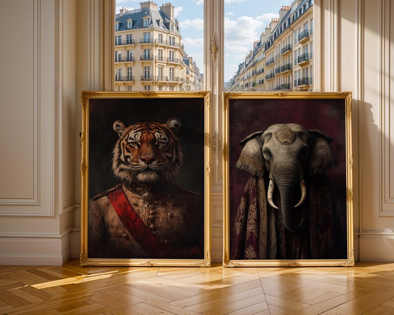 Victorian Animal Portrait Set, Anthropomorphic Animal Gallery Wall Art ...