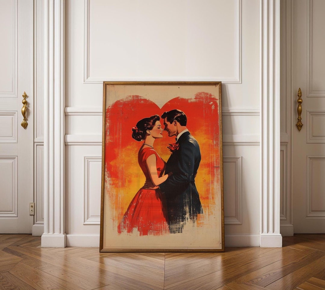 Vintage Couple Wall Art, Vintage Digital Wall Art, Printable Romantic ...