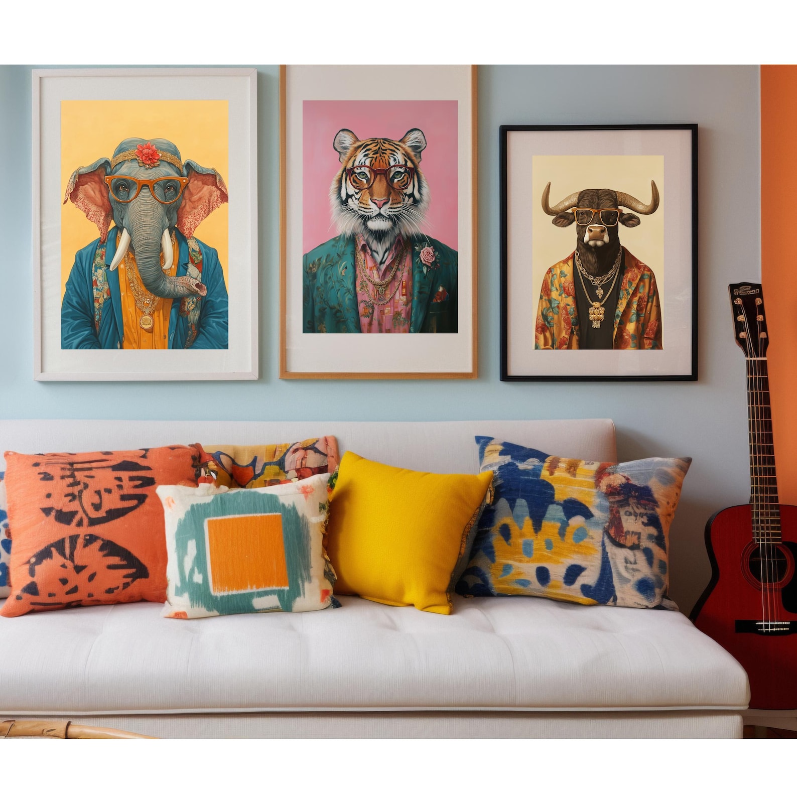 Funky Fashion Animal Print Set, Dopamine Aesthetic, Maximalist Decor ...
