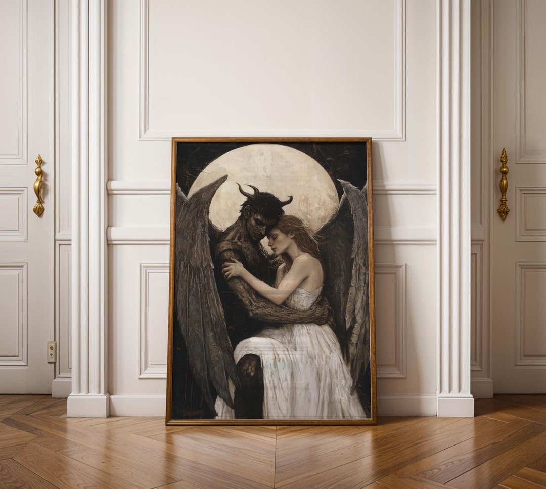 Victorian Gothic Angel and Demon Painting, Gothic Victorian Wall Art ...