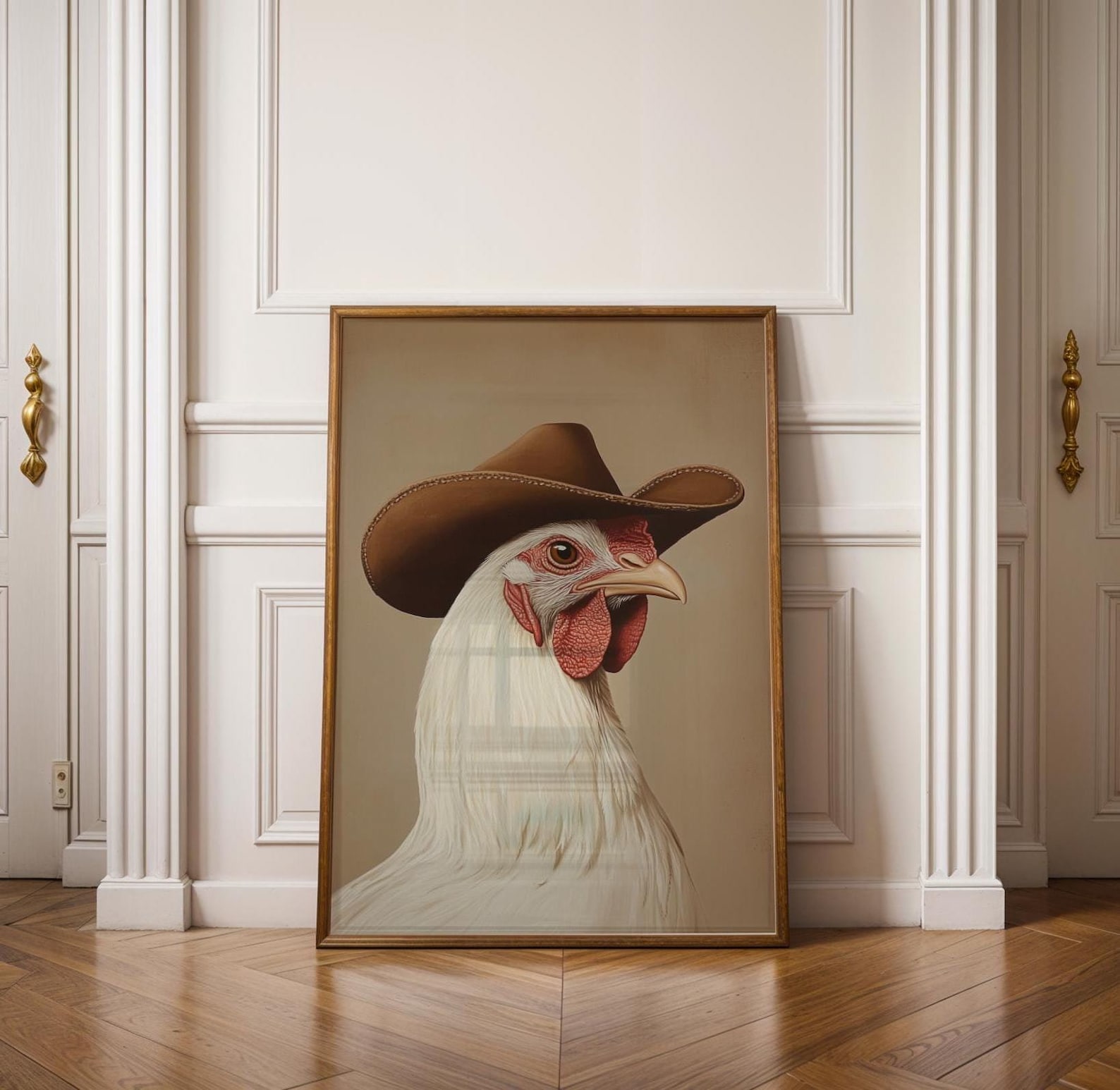 Funny Chicken With Cowboy Hat, Rustic Rooster Print, Digital Download ...