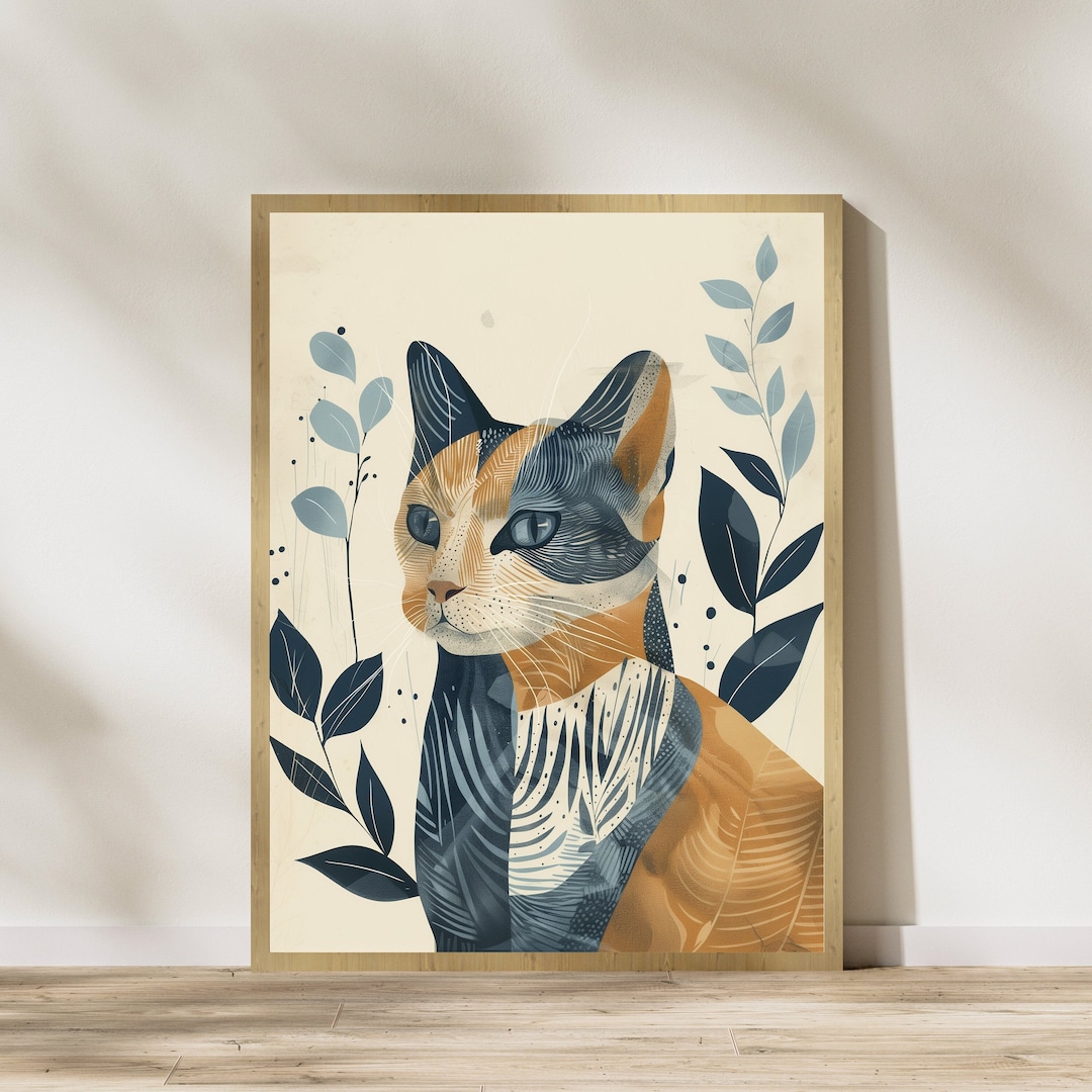 Colorful Cat Wall Art, Digital Cat Poster, Cat Lover Gift, Abstract ...
