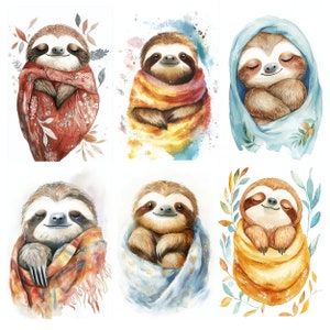 18 SLOTH Relaxing Clipart, Colorful Sloth Clipart, Cute Sloth PNG, Baby ...