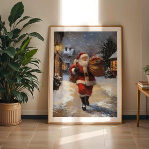 Santa Claus Christmas Wall Art, Cozy Christmas Santa Painting, Classic ...