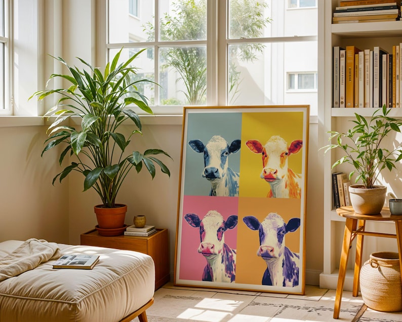 Pop Art Cow Wall Art, Pop Art Cow Quad, Colorful Cow Poster – Funny ...