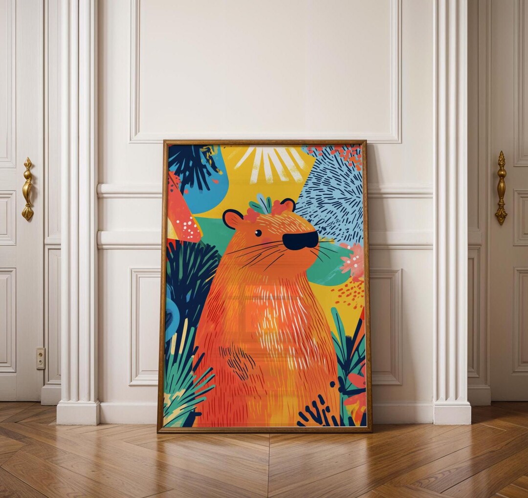 Tropical Capybara Wall Art – Colorful Jungle Animal Print – Boho ...