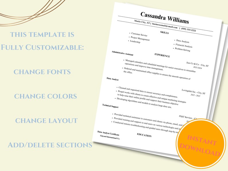 Resume Template, Ats Friendly Resume, Ats Resume, Ats Friendly Resume ...