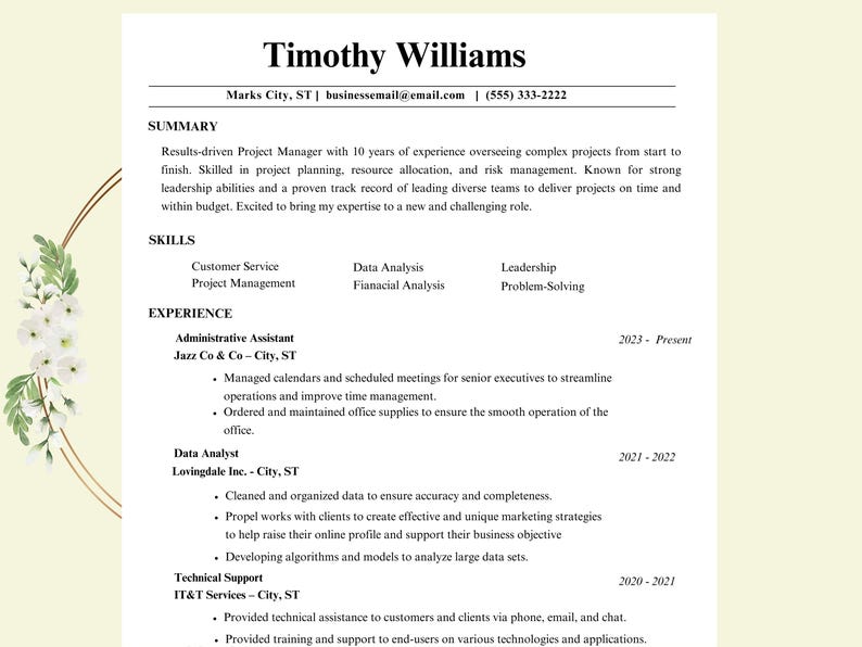 Resume Template, Ats Friendly Resume, Ats Resume, Ats Friendly Resume ...