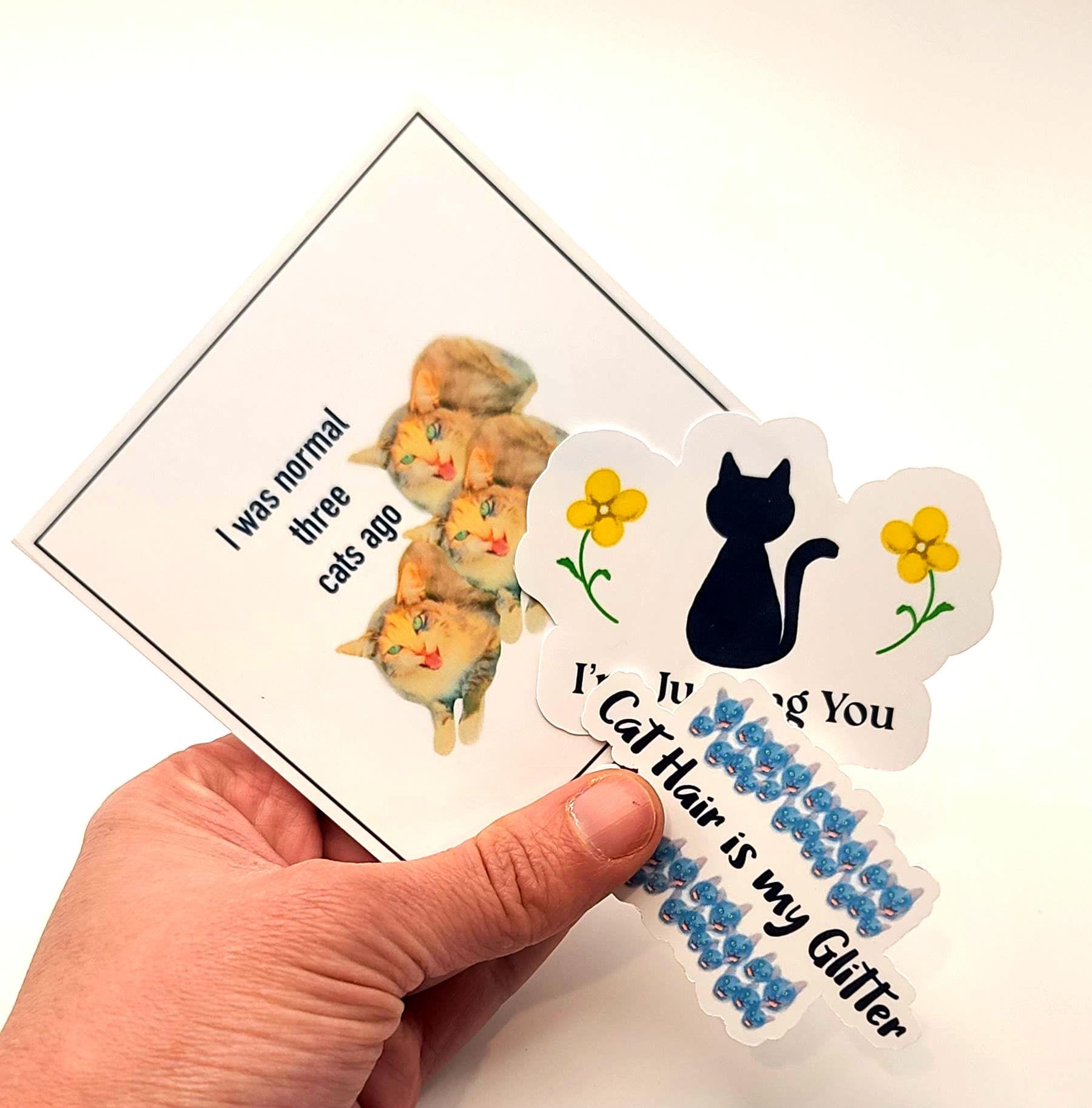 Funny Cat Stickers (3 Pcs) - Etsy