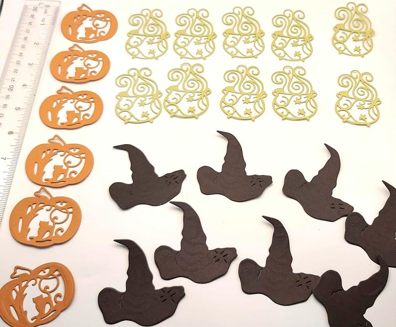 Pumpkins, Cauldrons and Witch Hats Die Cut Collection (24 Pcs) - Etsy