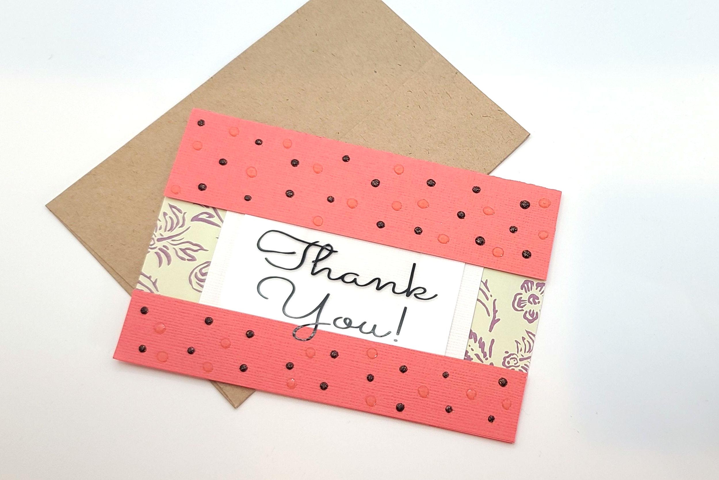 Pretty in Pink Polka Dot Thank You Card (4''x6") - Etsy