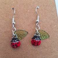 Beaded Lady Bug, Ladybug Dangle Earrings Jewelry Appx 1 In - Etsy