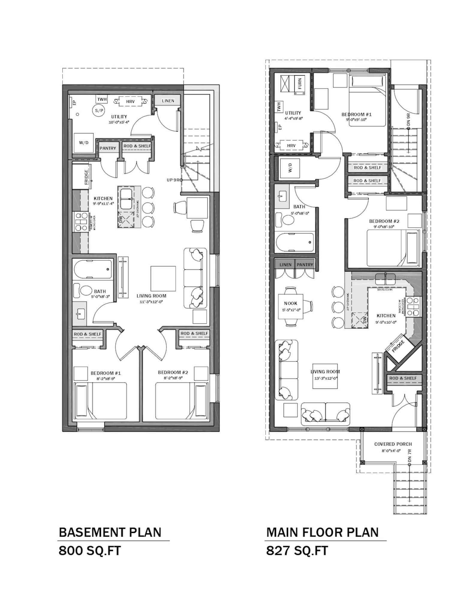 2 Bedroom 800 Sq.ft House Plan With Basement Suite - Etsy
