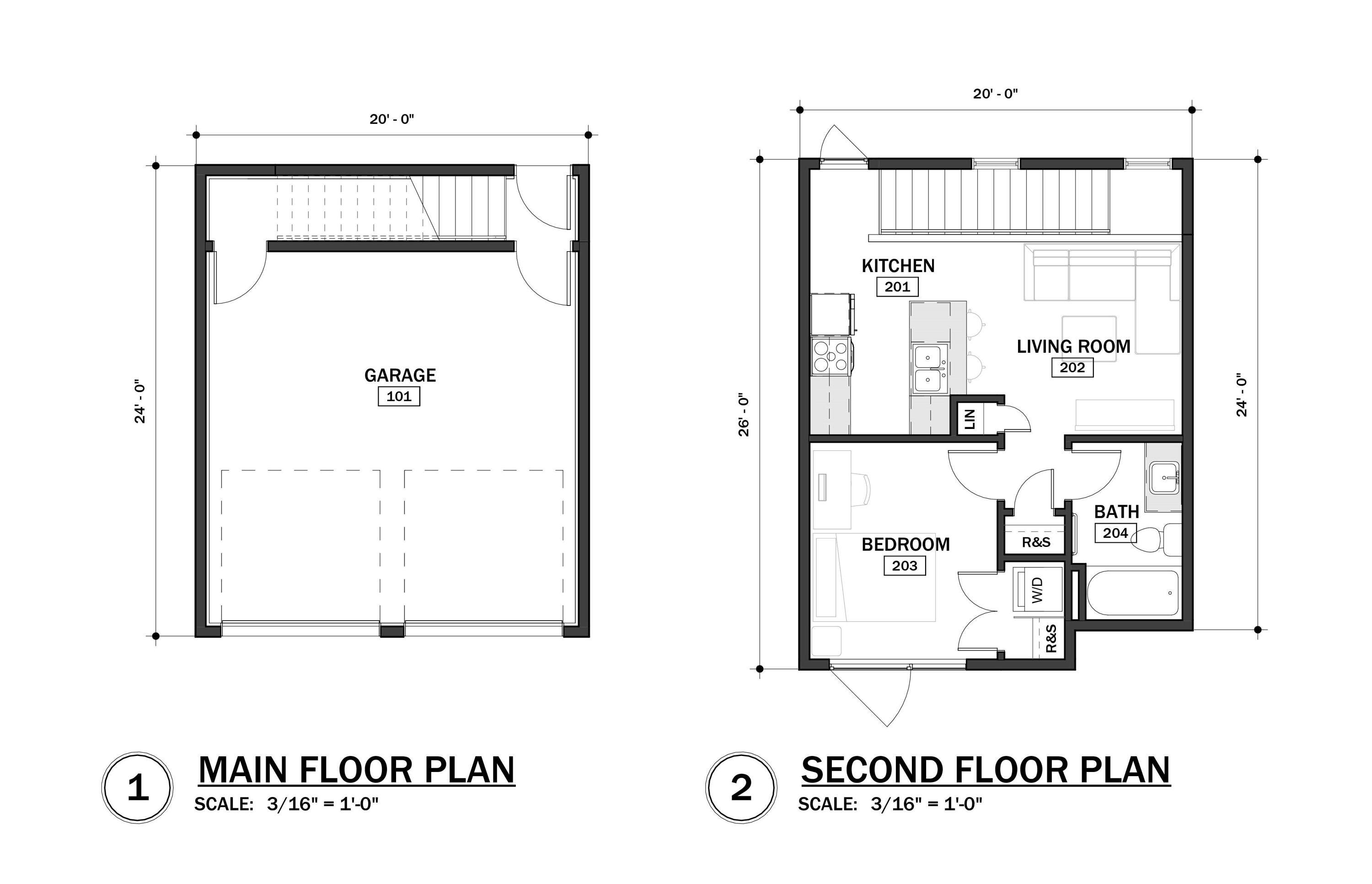 20'x24' One Bedroom Garage Suite Plan/ Carriage Suite / Lane Suite ...