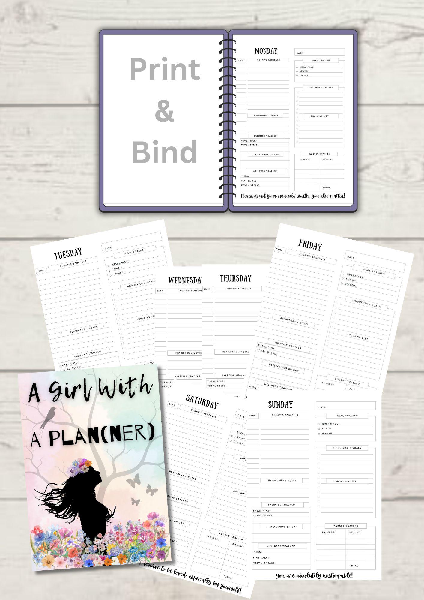 Daily Printable Minimalist Planner | Floral Simple Undated Planner for ...