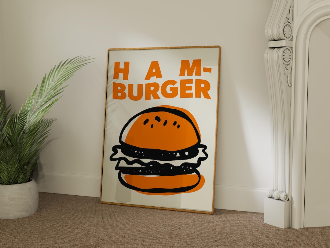 Hamburger Poster - DIGITAL - Hamburger Print, Hamburger Sign Print, Bar ...
