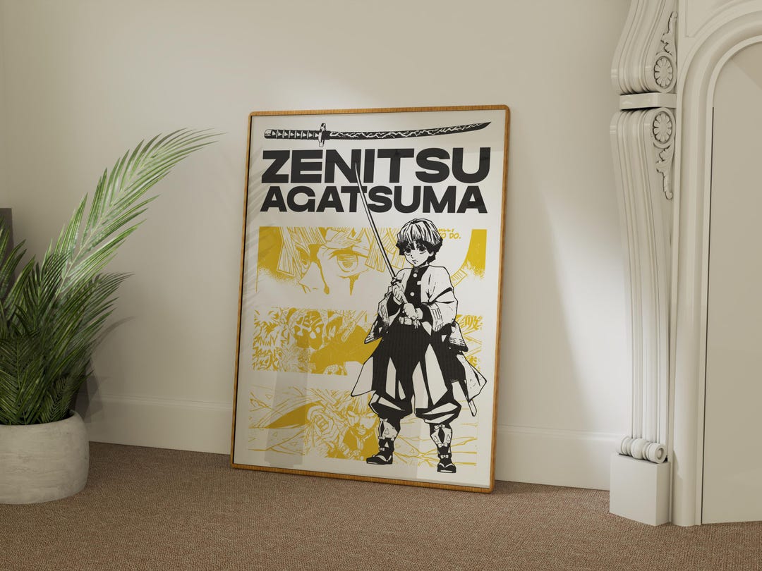 Demon Slayer, Zenitsu Agatsuma - DIGITAL - Vintage Prints | Minimalist ...