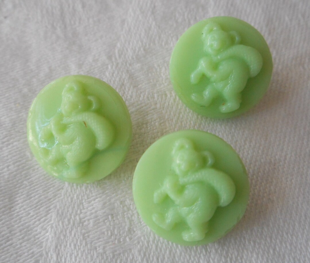 Set/ 3 VINTAGE 9/16 Koala Bear & Sack Green Glass Clothing Adorn ...