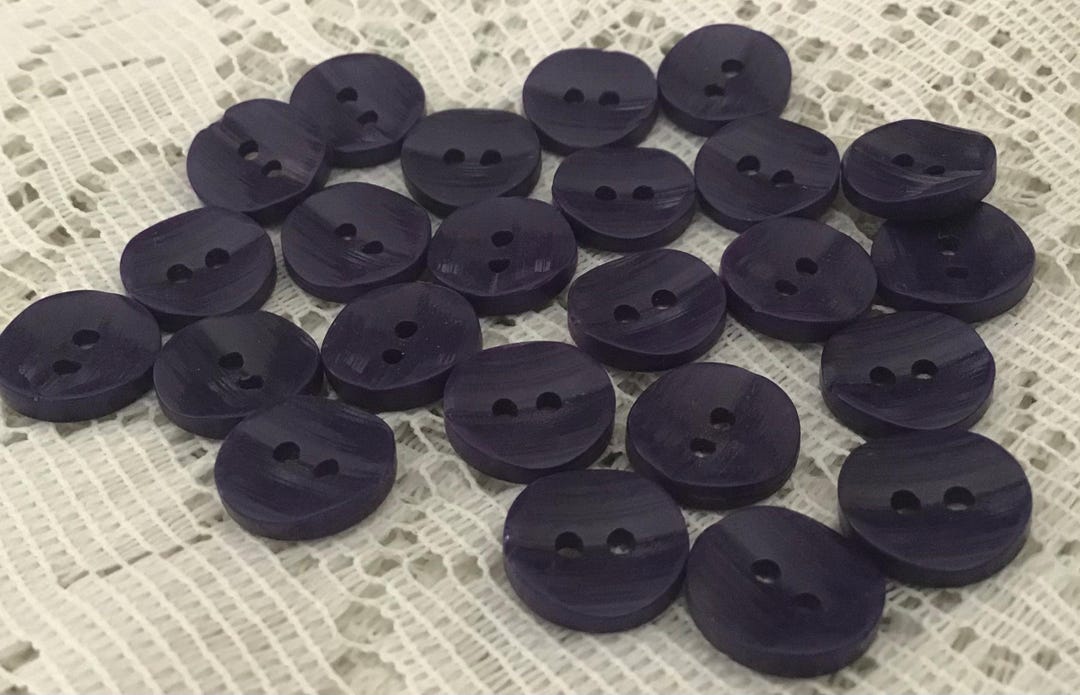 Set / 24 Vintage 1/2” Navy Blue Sew Thru Dip Casein Plastic Costume ...