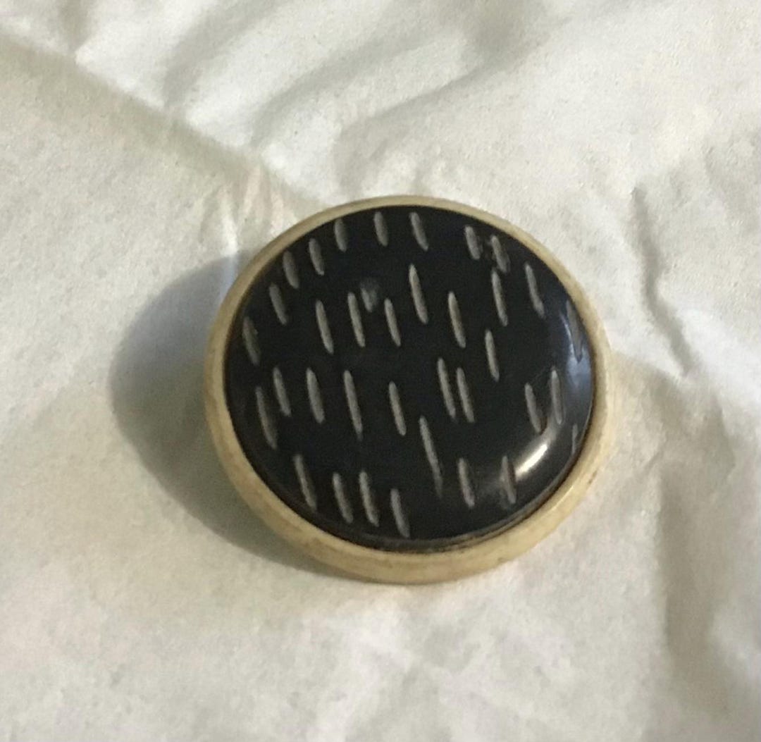 Vintage 1 1/4" Black & White Bone Ebony Costume Clothing Adorn ...