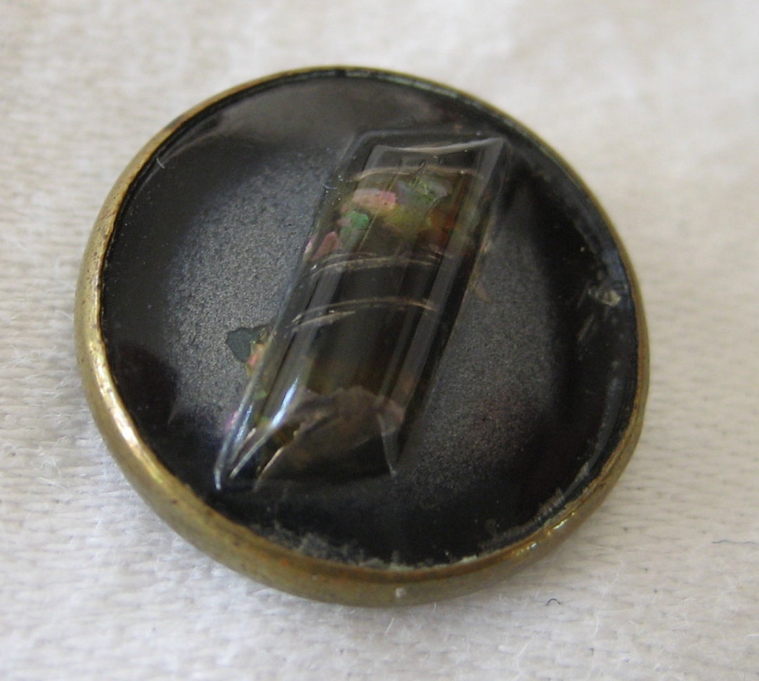 Antique Vintage 9/16” Raised Log Design Under Glass DUG Metal Costume ...