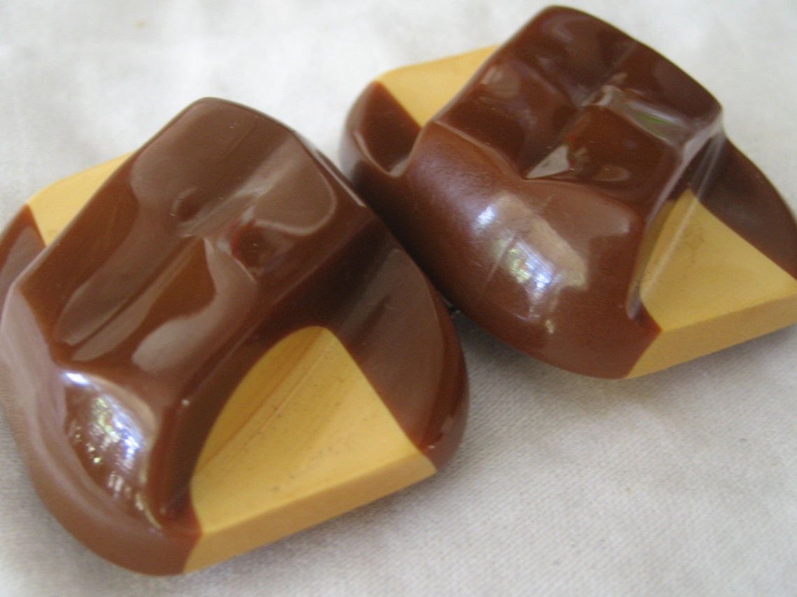 Chunky VINTAGE Yellow & Brown Bakelite Collectible Sewing - Etsy