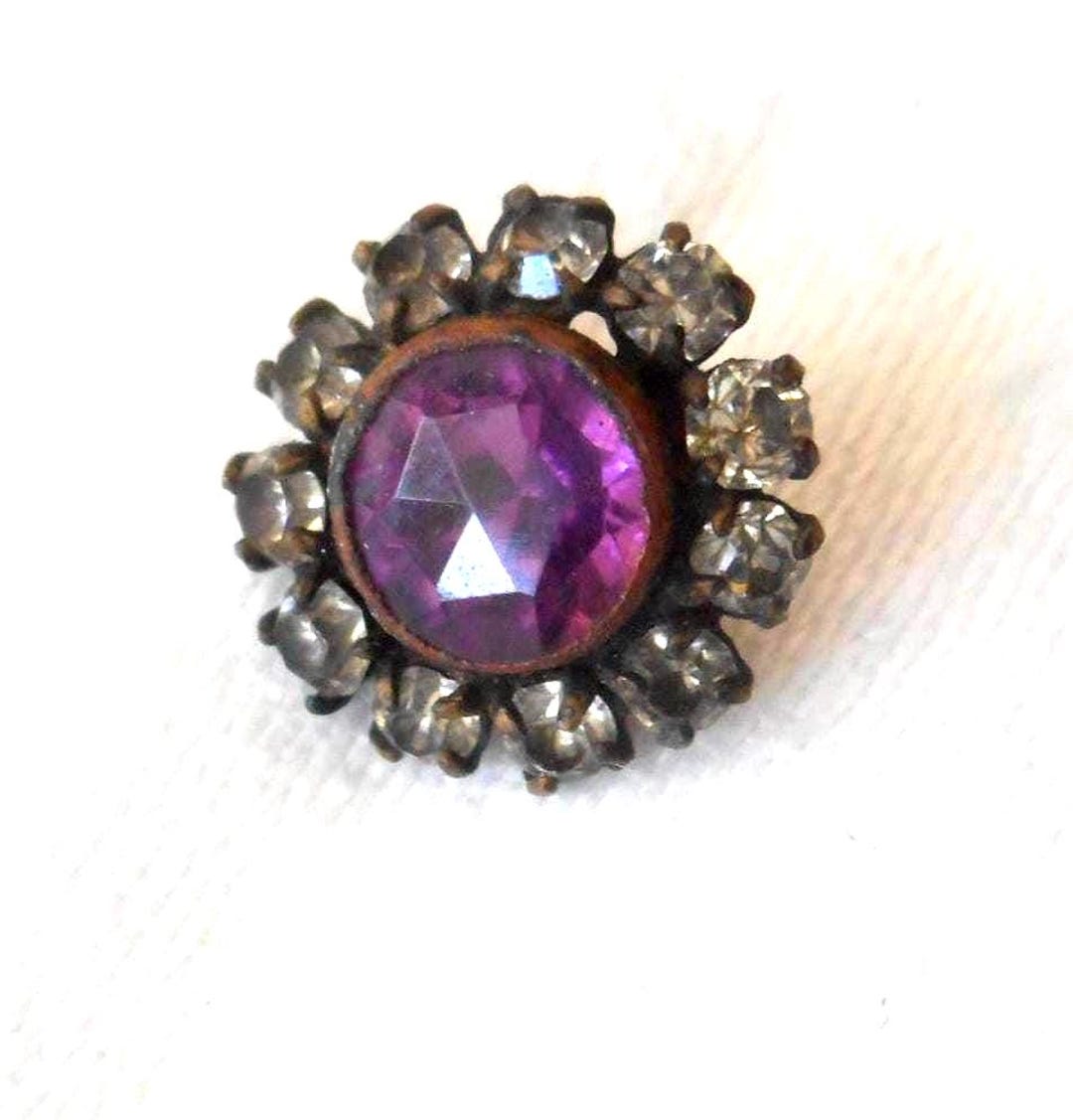 Vintage Purple Rhinestone Button: Costume Clothing Adornment (3/8") - Etsy