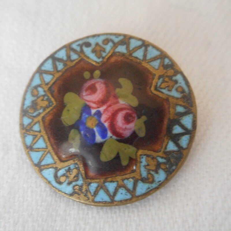 Antique Enamel Button - Etsy