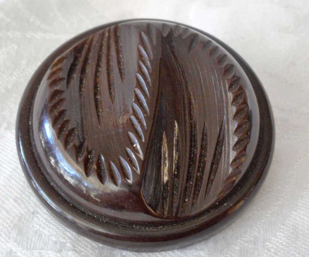 Vintage Brown Bakelite Button: Large Carved Leaf Design (1 3/4") - Etsy