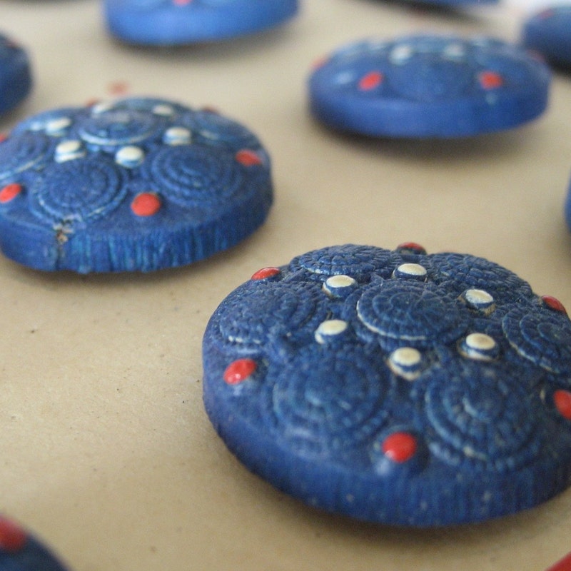 Painted Wood Buttons - Etsy