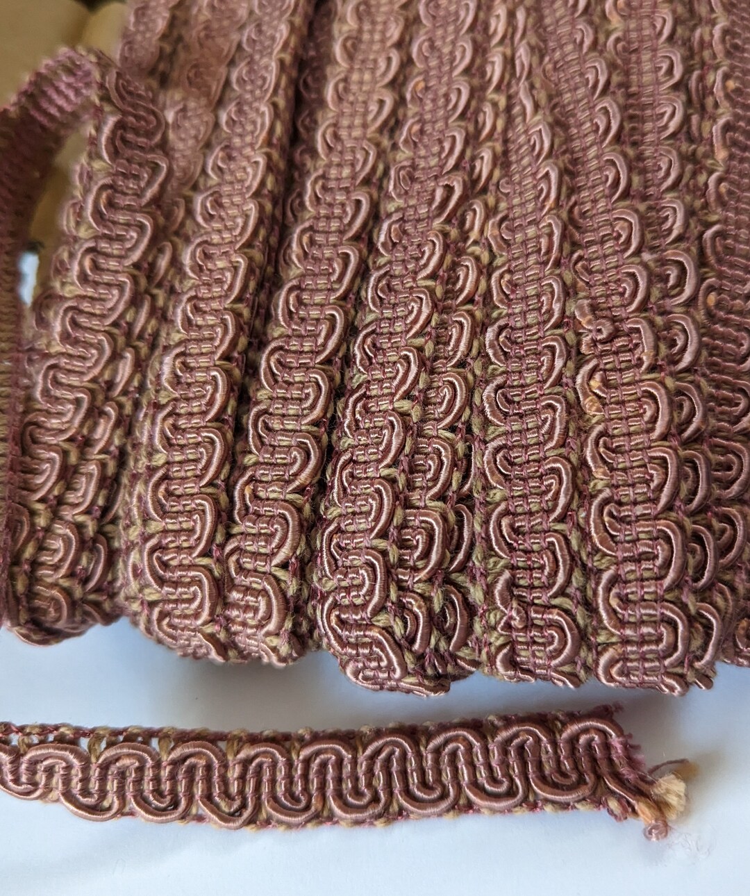 13 Yards 5/8 Dusty Rose Pink Scroll Gimp Fabric Ribbon Yardage Sewing ...