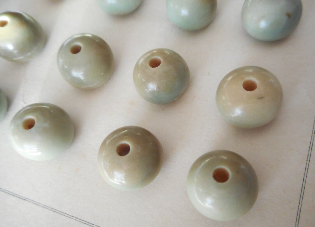 Antique Dyed Vegetable Ivory Buttons: Light Teal Green, Set of 6 - Etsy
